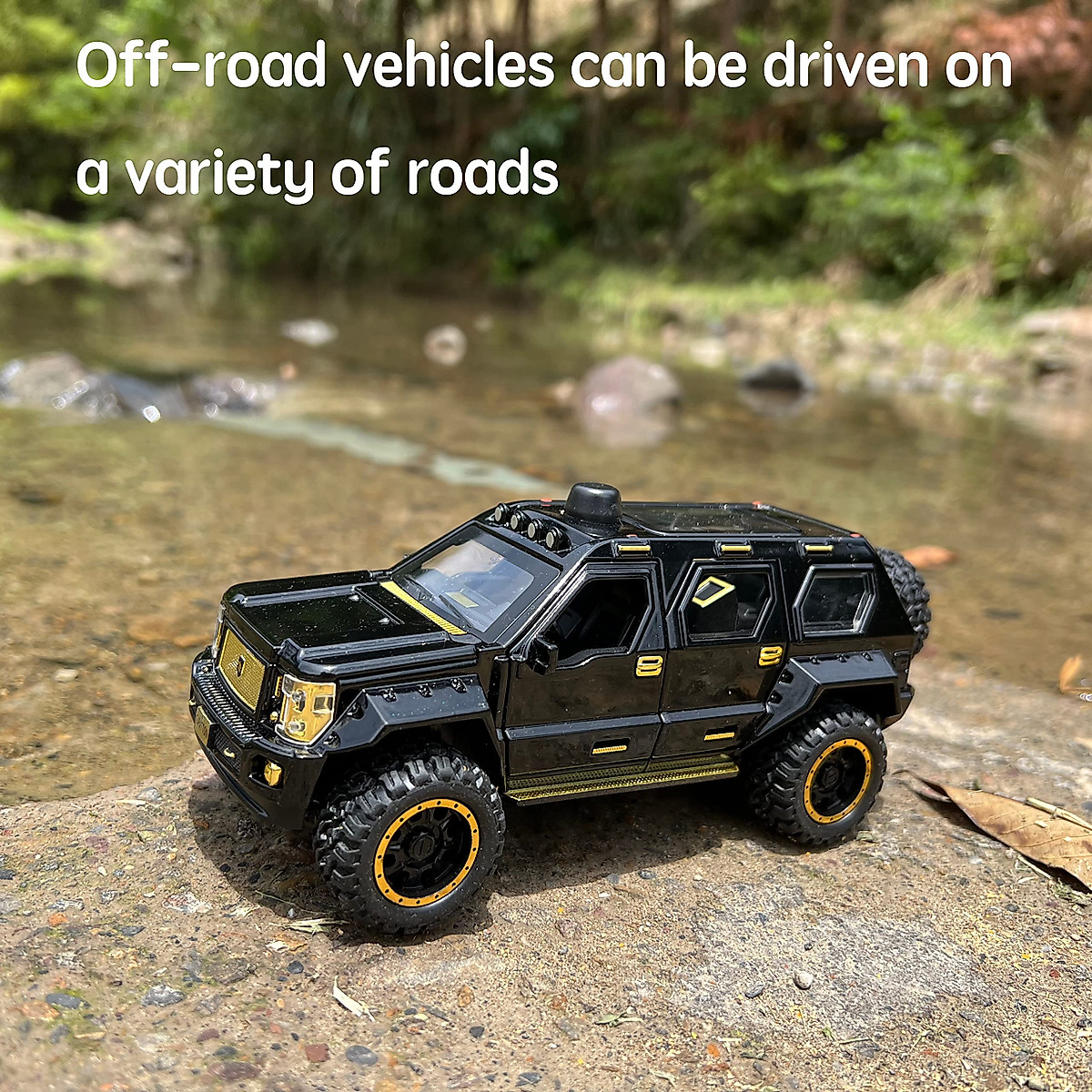 ORALEAF Die Cast Metal Toy Cars, 1/24 Scale Off-Road Car Toy Model with Sound and Light, Gifts for 3 Year Old Boys and up