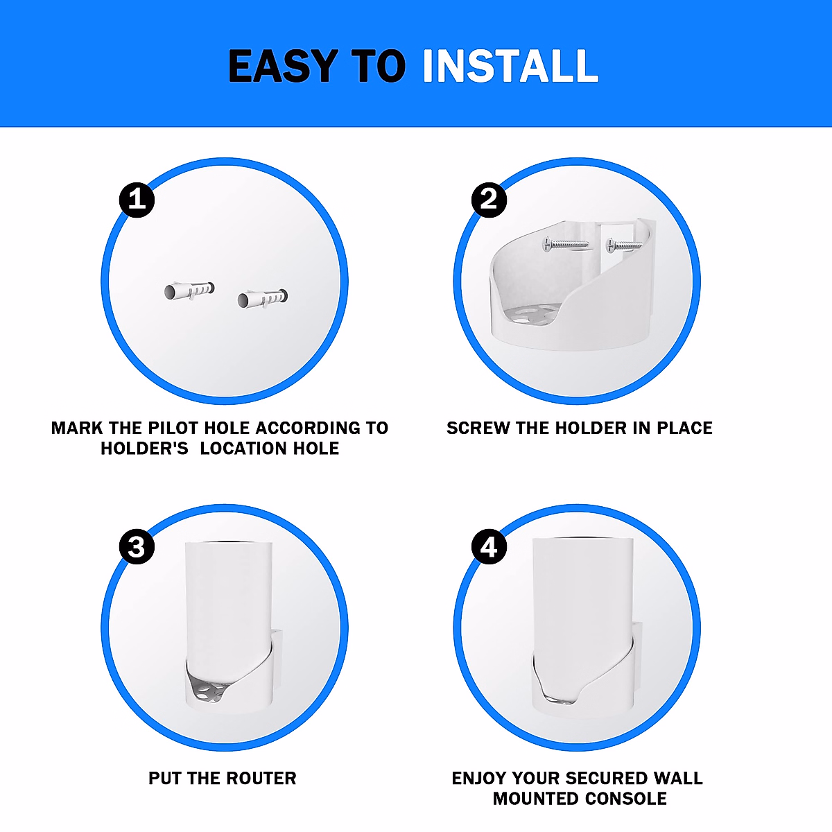 SONGCHEER Router Shelf Wall Mount for Tp Link Deco X68 XE75 XE75 Pro AXE5400 Deco Mesh WiFi 6E WiFi Router Holder Stand Bracket Shelf Cable Organizer with Screw Mounting Kit (White-1pack)