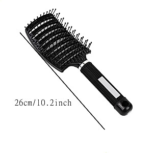 AISIBO Curved Vented Styling Hair Brush, 2PCS Anti Frizz Hair Detangling Brush, for Wet Hair or Dry Hair, Black, Pink