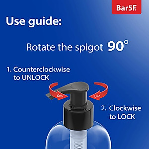 Bar5F Plastic Bottles with Pump Dispenser, 8 oz | Leak Proof, Empty, Clear Refillable, BPA Free for Body Wash, Moisturizer, Face Cream, Liquid Soap | Black & White Pumping Caps | Set of 2