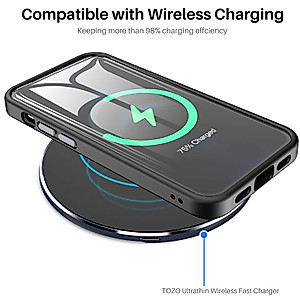 TOZO Compatible for iPhone 12 Mini Case 5.4 inch Hybrid PC+TPU Soft Grip Matte Finish Clear Back Panel Thin Cover with Black