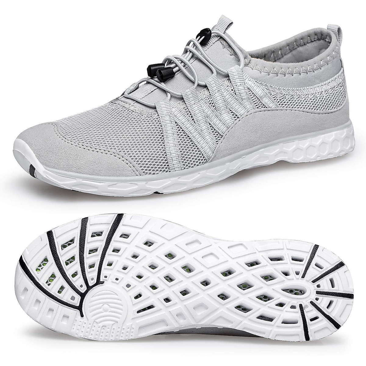 Summer Outdoor Water Shoes Beach Swim Aqua Water Shoes Socks for Women Men Surf Yoga Beach Walking Grey/White 44 EU