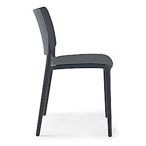 Omax Decor Cleo Indoor or Outdoor Modern Stackable Patio Dining Side Chair-(Set of 2), Anthracite