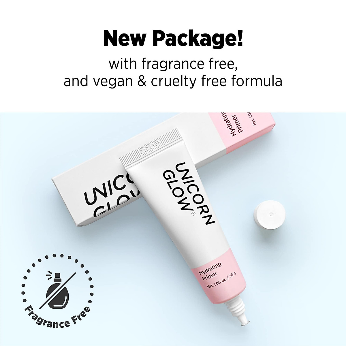 UNICORN GLOW Hydrating Primer - Makeup Grip Gel Primer Hydrating face primer, Pore blurring smoothing Long lasting make up Vegan Cruelty-Free [2023 Updated Package is White]