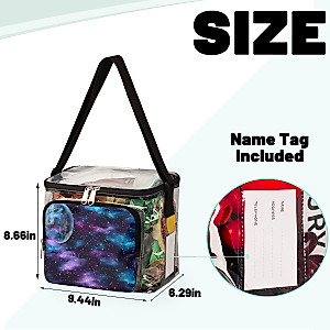 bisibuy Earth Space Star Clear Lunch Bag Stadium Approved PVC Plastic See Through Lunch box with Adjustable Strap for Sports Events Concerts Office