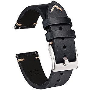 Niziruoup Watch Band Top Grain Leather Strap 19mm 20mm 21mm 22mm Vintage Quick Release Crazy Horse Oiled Leather Watch Strap Bracelet Genuine Replacement Band for Men Women, Leather, Black