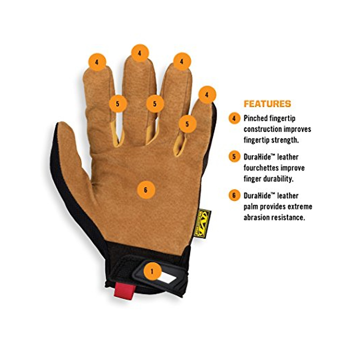 Mechanix Wear: The Original Durahide Leather Work Gloves with Secure Fit, Utility Gloves for Multi-purpose Use, Abrasion Resistant, Added Durability, Safety Gloves for Work (Brown, Large)