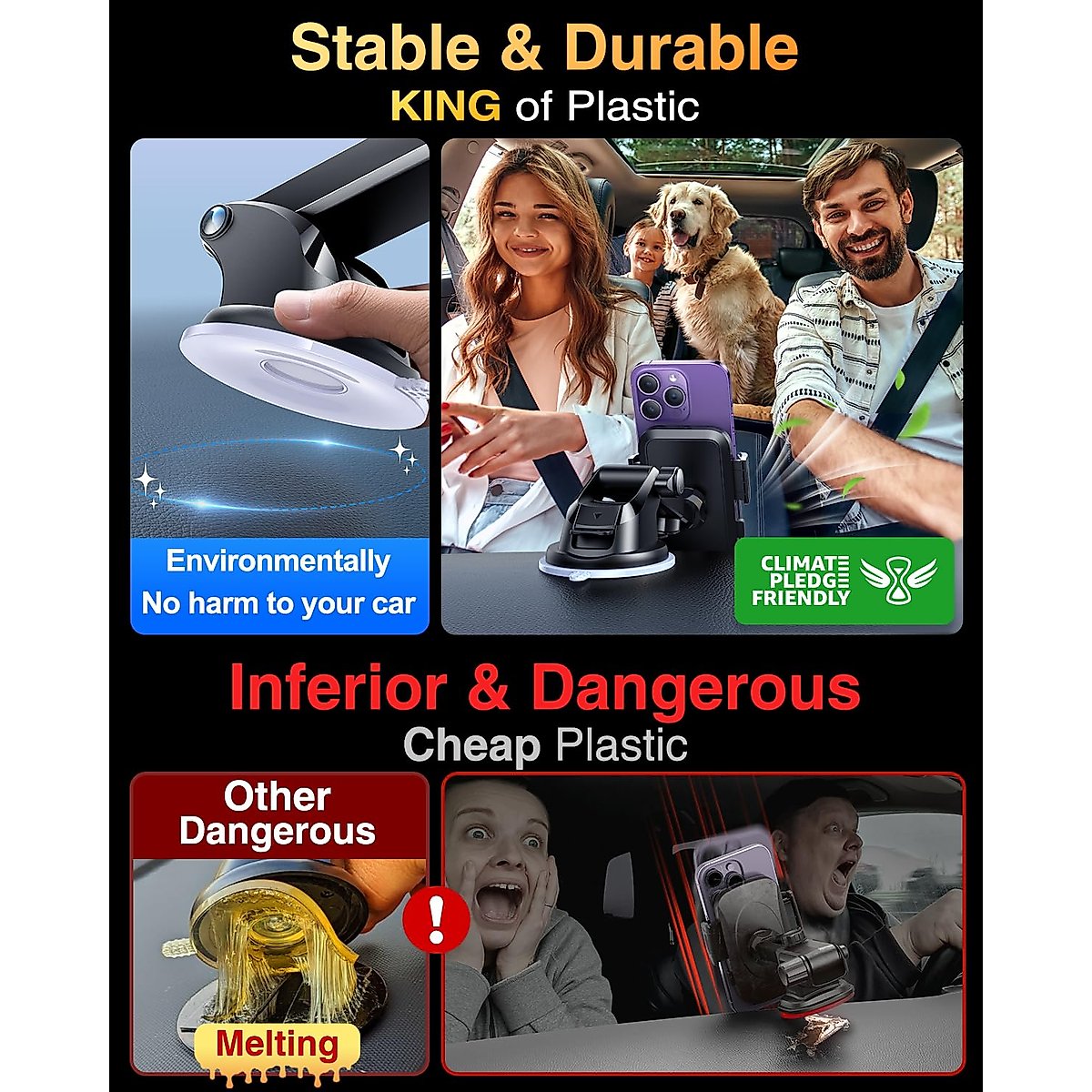 VANMASS 2024【Top Military-Grade】 Phone Holders for Your Car【Ultra Strongest Suction】Cell Phone Mount Universal Dashboard Windshield Vent Stand Cradle for iPhone 15 14 13 Pro Max Samsung Galaxy Android