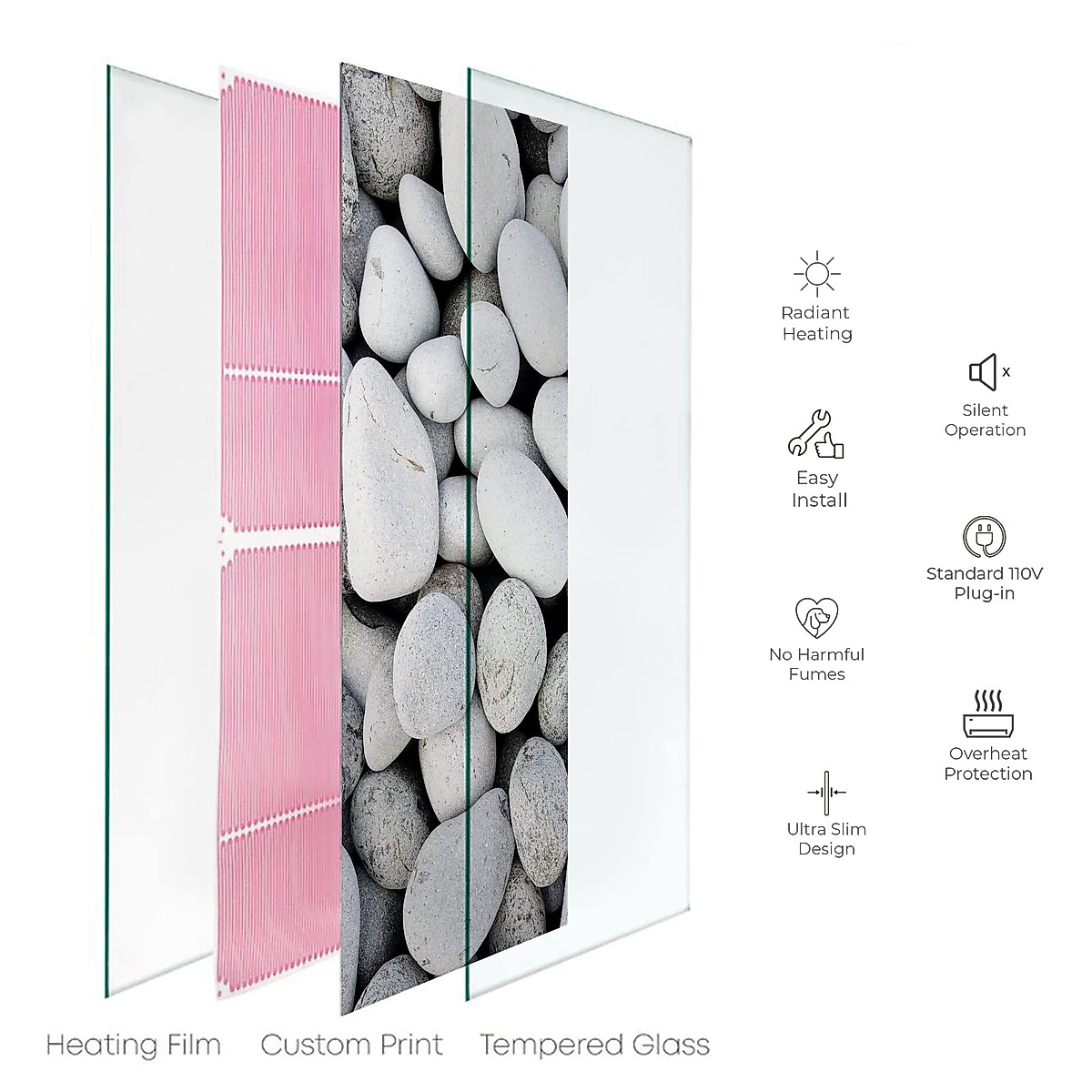 Heat Storm Rock Pebbles 16x48 Glass Print Towel Warmer