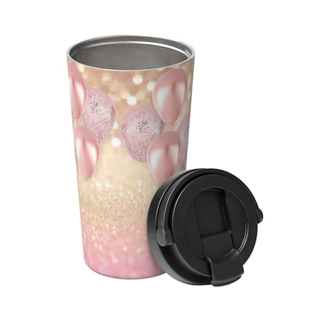 WANGXUEE Red glitter balloon Print 500ml Stainless Steel Travel Tumbler Double Wall Vacuum Insulated Coffee Mug