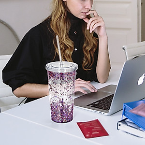 sweet grain Acrylic Tumbler with Lid and Straw 20oz Double Wall Plastic Insulated Tumblers Set of 4, Reusable Large Iced Coffee Tumbler for Snow Globe Glitter DIY