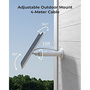 REOLINK 6W Solar Panel White, Non-Stop Solar Power Supply for All Wireless Battery Camera, Trackmix/Argus PT/Go PT Ultra, Waterproof, Adjustable Mount, 4 Meters Cable(Only Use for Battery Cameras)