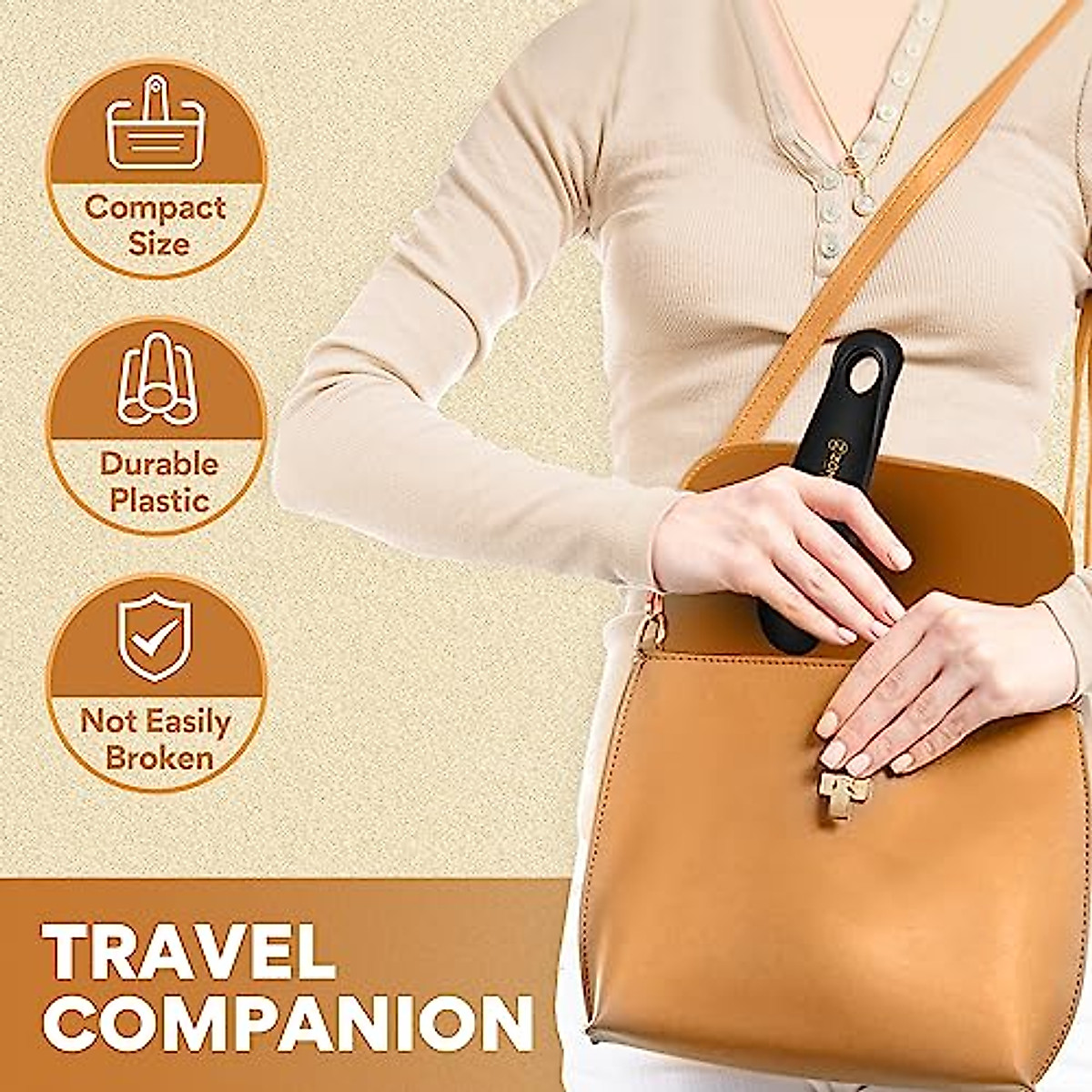 ZOMAKE Plastic Shoe Horn with Hook, 7.3 Inch Small Travel Shoe Horns for Kids, Seniors, Men, Women, Black, Blue(Pack of 2)