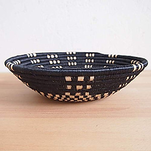 African Basket- Mukingi/Rwanda Basket/Woven Bowl/Sisal & Sweetgrass Basket/Black, Tan
