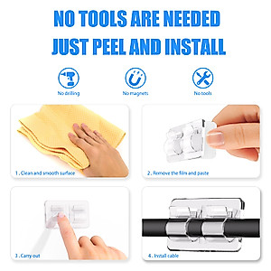 Keviyi Hooks for Outdoor String Lights Clips: 25Pcs Heavy Duty Cable Clips with Waterproof Adhesive Strips for Hanging Christmas Light - Outside UV-Resistant Clear Sticky Cord Holders Rope Organizer