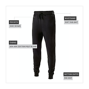 Holloway Standard Athletic Fleece Sweatpants with Pockets, Black, L