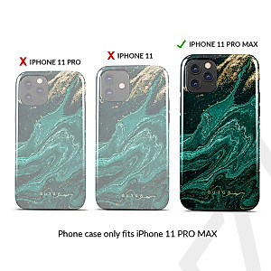 BURGA Phone Case Compatible with iPhone 11 PRO MAX - Hybrid 2-Layer Hard Shell + Silicone Protective Case -Emerald Green Jade Stone Luxury Gold Glitter Marble - Scratch-Resistant Shockproof Cover