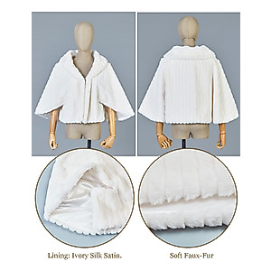 BEAUTELICATE Faux Fur Shawl For Women Soft Fur Stole Wrap Shrug For Winter Wedding Event