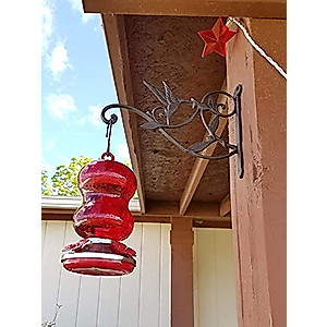 Mkono Hanging Plant Bracket Hook Iron Decorative Plant Hanger for Flower Basket Bird Feeder Wind Chime Lanterns, 1 Pack