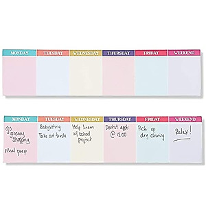100 Sheets Weekly Planner Sticky Notes, 6-Day Calendar Note Pad for Tasks, To-Do Lists, Reminders, School and Office Supplies, 100 Week Supply, Multi-Colored (12x3 in)
