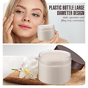 Mifoci 50 Pcs 10 Ounce Clear Plastic Jars Containers Airtight Wide Mouth Food Storage Jar for Kitchen Dry Food Butter Honey Cosmetics Cream, Black and Brown(3.35''l X 2.56''h)