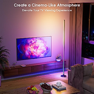 YIKBIK 2PCS RGB Floor Lamp, Bluetooth APP and Remote Control 65" Smart Modern Standing Lamp Music Sync 16 Million DIY Colors Changing LED Floor Lamp with Heavy Base for LivingRoom Bedroom GameRoom