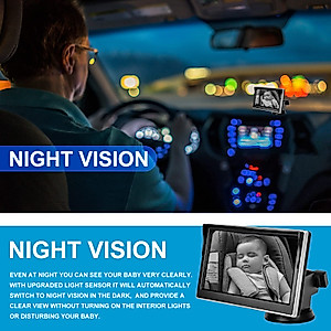 Baby Car Mirror, Baby Car Camera with 5'' HD Display, View Infant in Rear Facing Seat Baby Car Camera with Night Vision Function, Wide View, Easily Observe the Baby’s Move