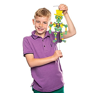 Baker Ross AT108 Wooden Skeleton Puppet Kit - Pack of 4, Wood Craft Kit for Kids Day of The Dead Arts Activities