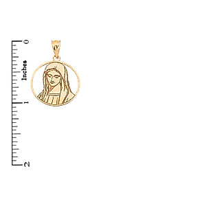Certified 14k Yellow Gold Customized Name Blessed Virgin Mary Miraculous Pendant
