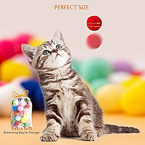 Joseph Jonas Premium Cat Toy, 35pcs Upgrade Cat Pom Pom Balls with a Satchel of Catnip, Lightweight Small Pom Poms Cat Toy Balls, Soft Interactive Kitten Plush Toys for Indoor Cats