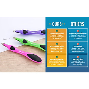 Bostitch Office Professional Magnetic Easy Staple Remover Tool - 3 Pack Neon Colored Staple Puller Stick for Office Home & School.