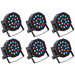 (6) Rockville RockPAR50 LED RGB Compact Par Can DJ/Club DMX Wash Light+Dual Bracket