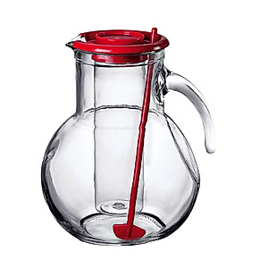 Bormioli Rocco Kufra Jug with Ice Container, Red Lid, 72 3/4 Ounce