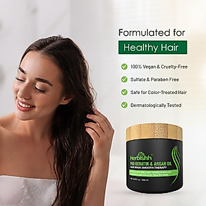Herbishh Argan Hair Mask-Deep Conditioning & Hydration For Healthier Looking Hair for very Dry, Weak, Stressed Out Hair, No Sulphates, No Parabens