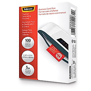 Fellowes Glossy Pouches - Business Card, 5 mil, 100 pack (52031), Clear