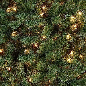 Yaheetech 7.5ft Pre-lit Kingswood Fir Pencil Artificial Hinged Christmas Tree Skinny Corner Xmas Tree with 350 Incandescent Warm White Lights Prelighted Xmas Tree with Foldable Stand, Green