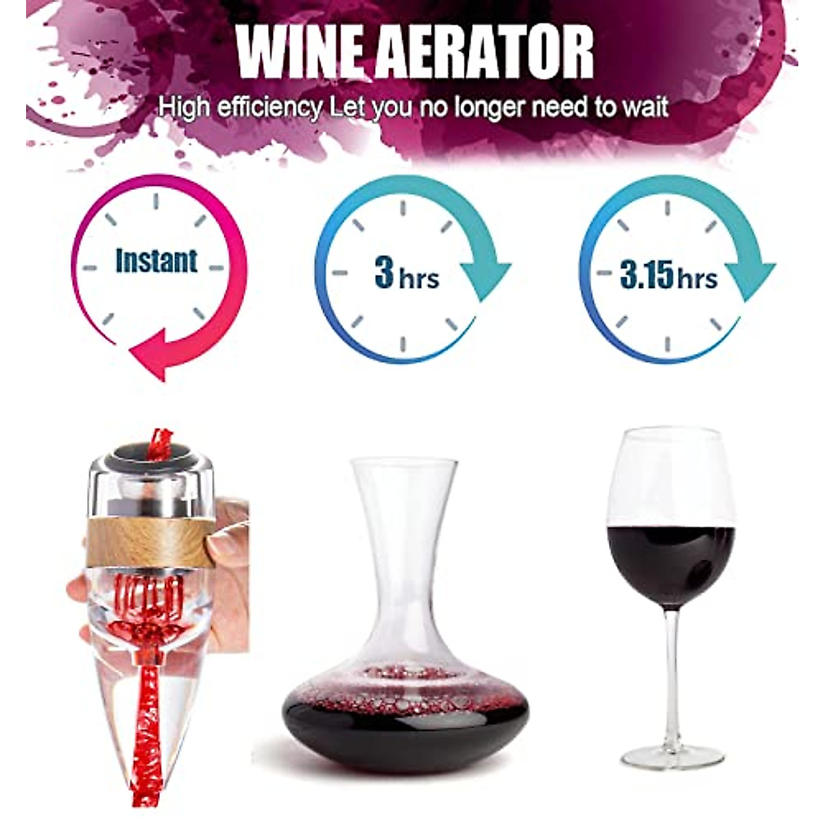 Wine Aerator Instantaneous Decanter, Specially Designed and Manufactured for All Wine Enthusiasts the Instant Sobering Aerator, Great Gift Gifts - With Packaging Box (Clear)