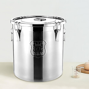 LINISHOP 304 Stainless Steel Airtight Canister Airtight Cereal Container Food Storage Container Metal Kitchen Rice Flour Milk Storage Bucket Silver New (48L)