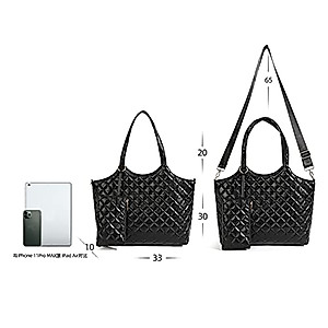 Barabum Lightweight Quilted Tote Purse Women Handbags Wallet Bag Shoulder Bag Top Handle Satchel Purse Set(White)