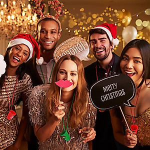 12 Pieces Christmas Shot Glass Necklace on Beaded Team Naughty Team Nice Shot Necklace Glass Plastic Red Beaded Necklace with Drinking Cup Green Shot Glasses for Christmas Party Decorations Supplies