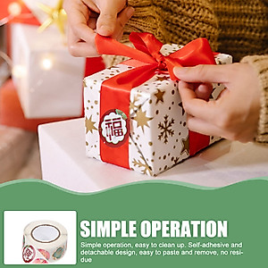 NOLITOY 4 Rolls Chinese New Year Stickers 2023 Chinese Character Self Adhesive Candy Stickers Labels Envelope Decals for DIY Crafts