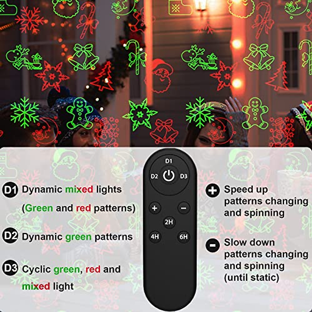 Christmas Lights Outdoor Laser Projector Waterproof Outside Xmas Projection Light Show Led Spotlight Display Lazer Landscape Lighting with Remote for Holiday Yard Garden Decorations