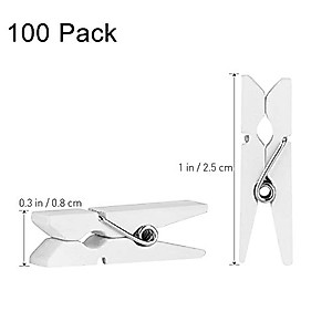 TOPBATHY 100pcs Mini Wooden Paper Clips/Wooden Pins/Clothespins/Photo Paper Peg Pin/Craft Clips,for Hanging Photos Painting Artwork