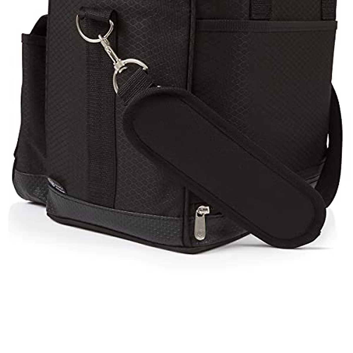 PICNIC TIME Cellar 6-Bottle Wine Carrier & Cooler Tote, Insulated Padded Wine Cooler Bag for Travel, Portable Water-Resistant Wine Bag, (Black with Gray Accents)