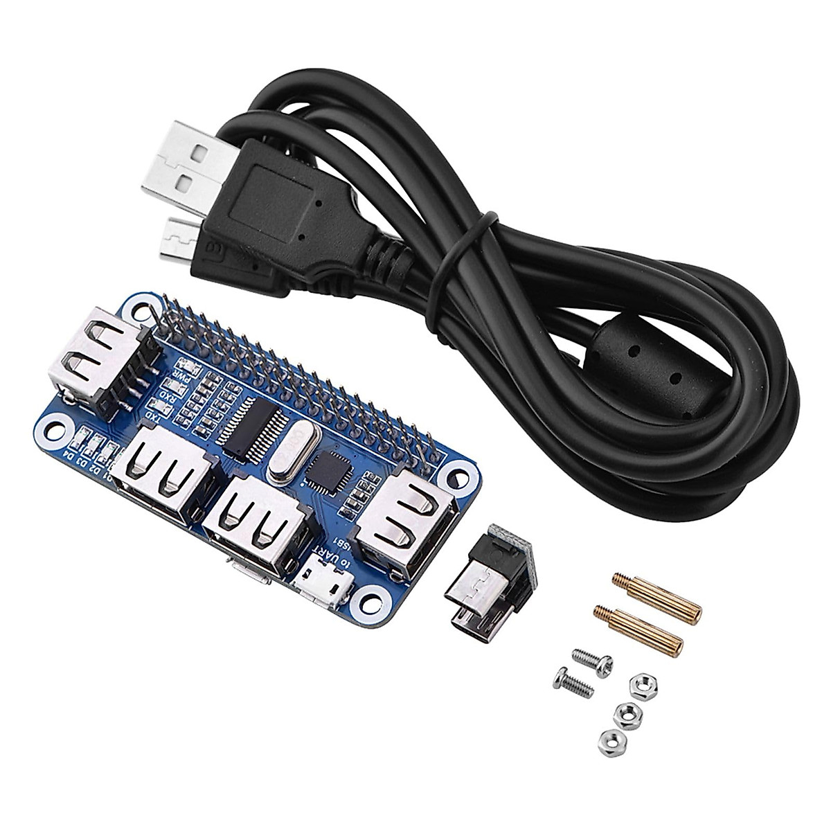 Fosa USB to UART Onboard 4 Port USB HUB HAT for Raspberry Pi B+ / 2B / 3B / Zero/Zero W