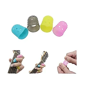 JQYXSS 40PCSGuitar Fingertip Protectors in 5 Sizes, Silicone Fingertip Guard Guitar Fingerstall, for Beginner Playing Ukulele Electric Guitar,Sewing and Embroidery