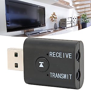 Garsentx Bluetooth 5.0 USB Dongle Adapter for PC, 2 in 1 USB Bluetooth Transmitter Receiver Adapter Wireless Transfer, Dual Output USB/AUX, for Computer TV Speaker Headset