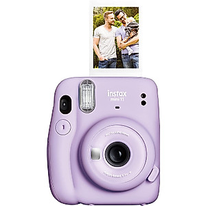Fujifilm Instax Mini 11 Camera with 2X Fuji Instant Film Twin Pack - Fujifilm Instax Mini Rainbow Film Total 50 Shoot+ Case, Album, Stickers, Accessories (Lilac Purple)
