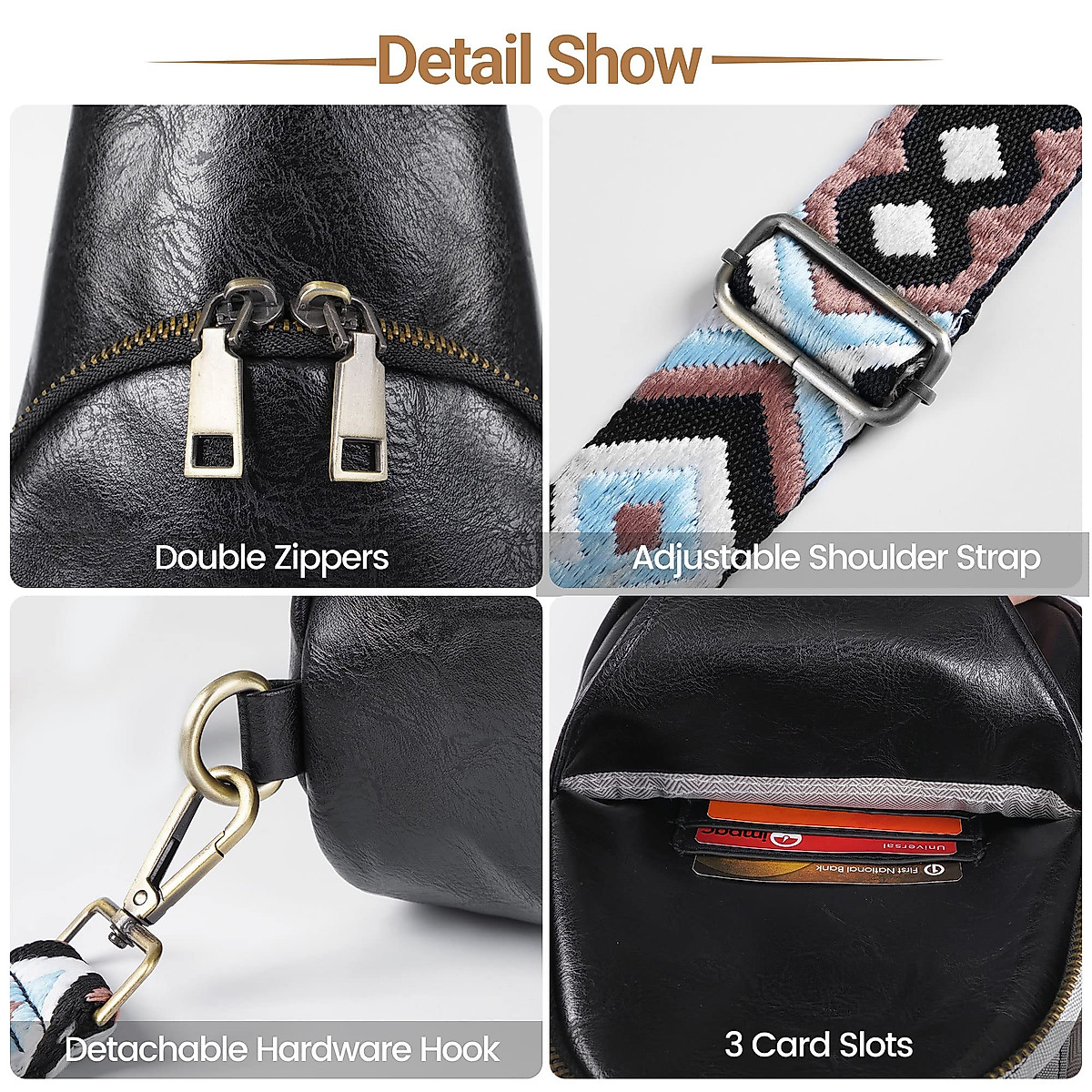 KFXFENQ Sling Bag for Women PU Leather Sling Bags for Women Crossbody Fashion Sling Backpack Multipurpose Chest Bag for Women (1-Brown)