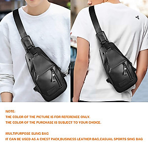 Leather Sling Bag Purse Chest Shoulder Backpack,Crossbody Bags for Men Outdoors